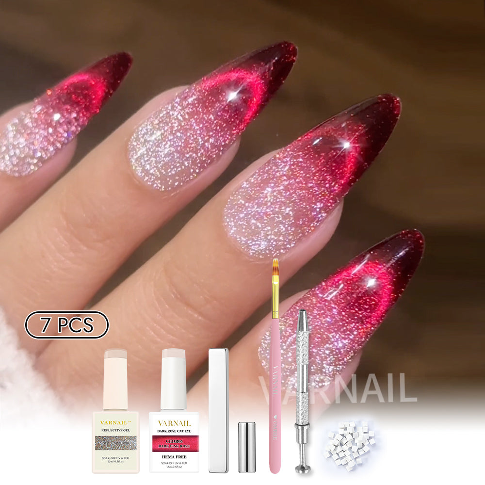 Shop Nail Art Kits for Valentine's Day- Red French Cat Eye Nails – VARNAIL
