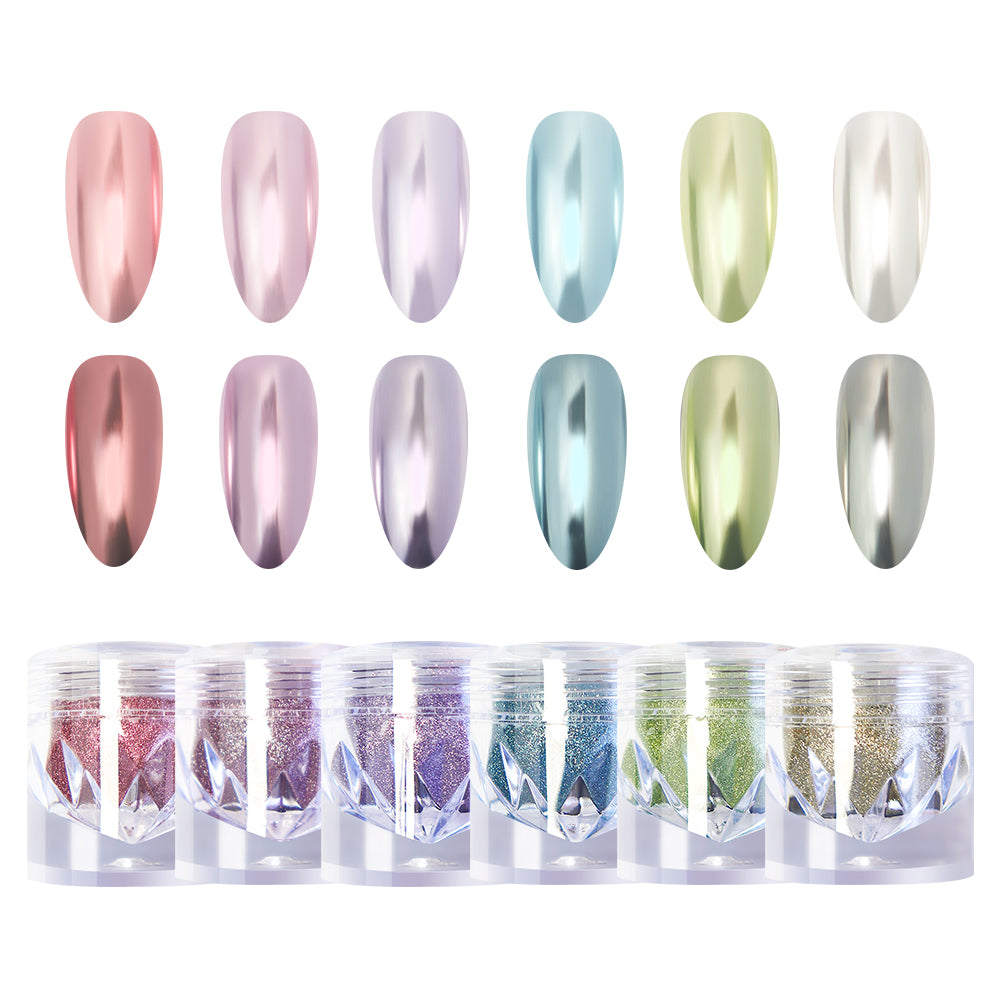 6 Colors Mirror Metallic Chrome Powder Set - Morandi ( Special Price ...